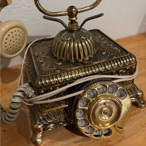 Office | Vintage Gold And Cream Rotary Telephone | Poshmark